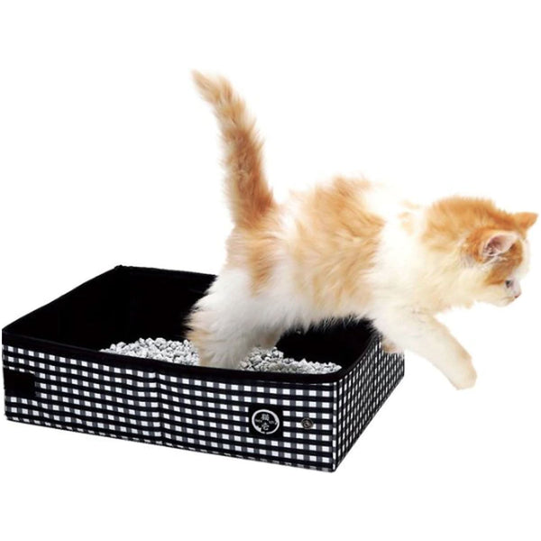 Necoichi Pop Up Portable Cat Litter Box Black & White Cat Travel ...