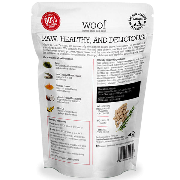 The New Zealand Natural Pet Food Co Woof Freeze-Dried Wild Venison Dog ...